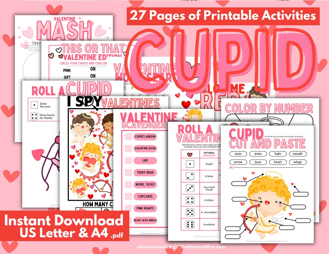 Cupid Printable Valentine Activity Pages | Cupid Printable 27 Page ...