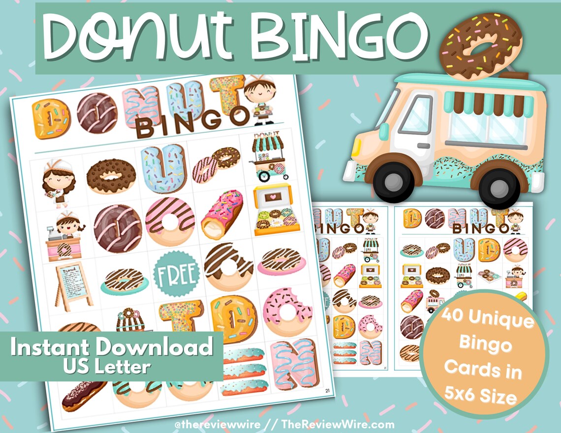 Donut Bingo Game Printable - Instant Download - Printable Game - Donut ...