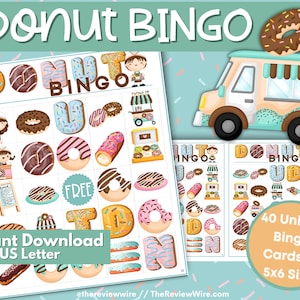 Donut Bingo Game Printable - Instant Download - Printable Game - Donut ...