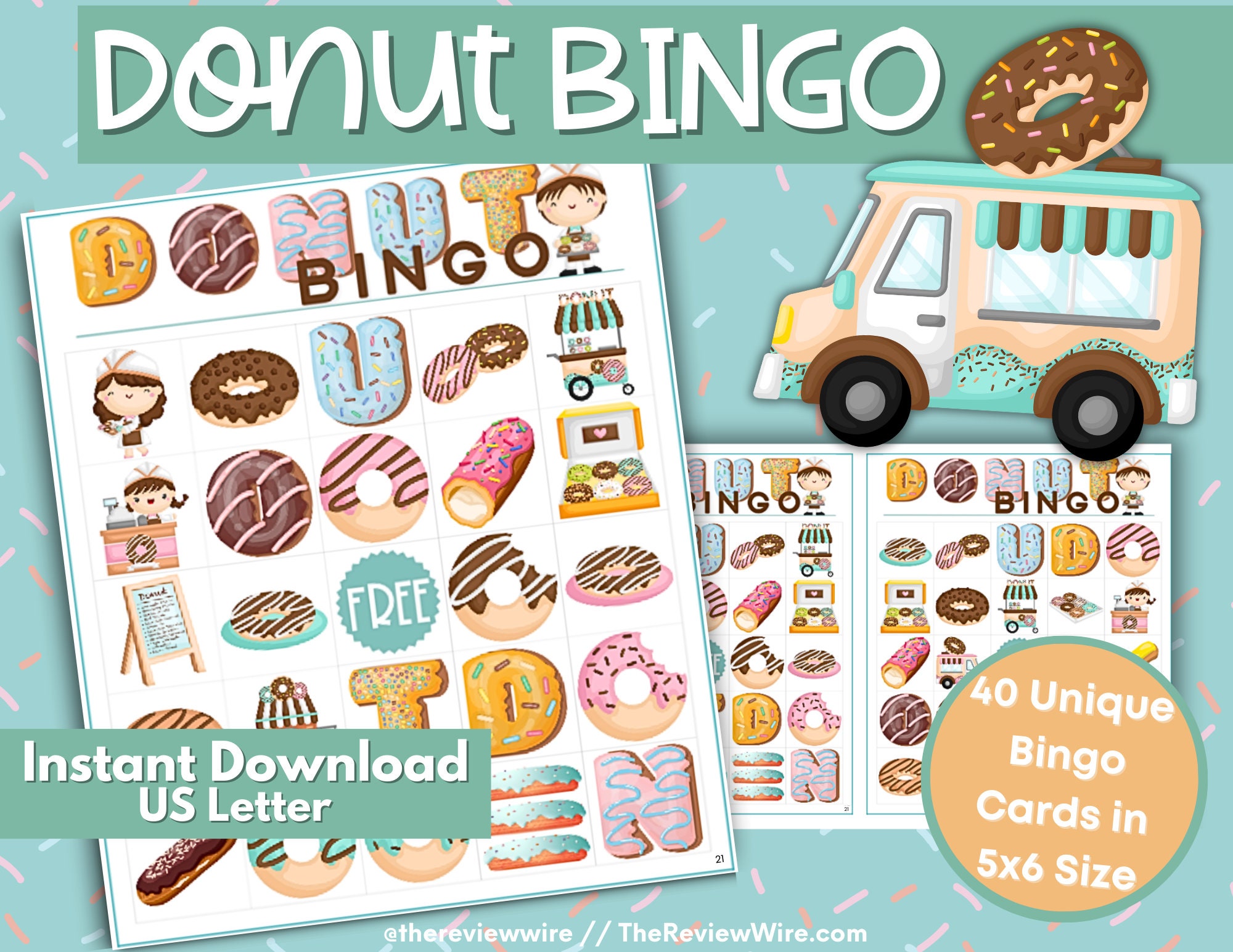 Donut Bingo Game Printable - Instant Download - Printable Game - Donut ...