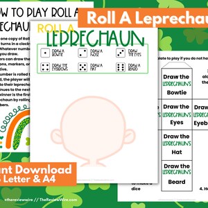 St. Patrick's Day Roll a Leprechaun Game, Ages 4-10 Activity, Printable ...