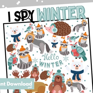 I Spy Winter Printable Bundle Coloring Page Seek and Find Count and ...