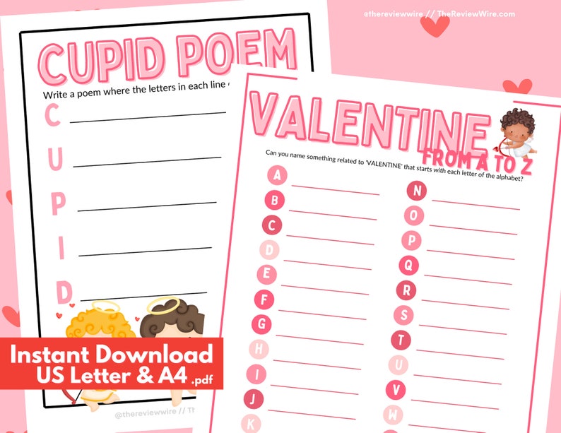 Cupid Printable Valentine Activity Pages | Cupid Printable 27 Page ...