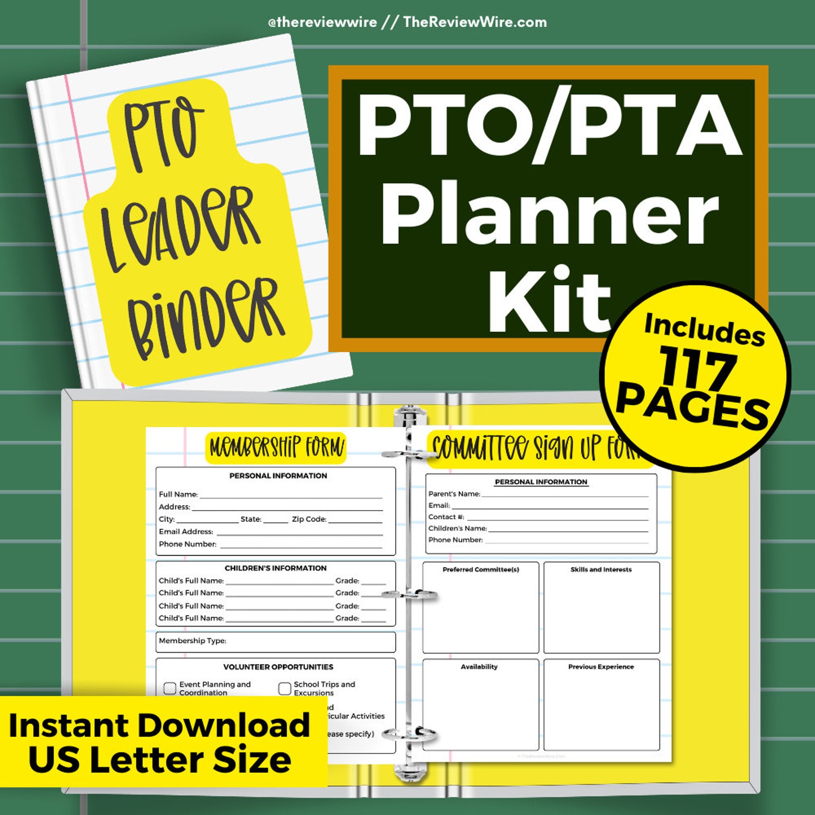 PTO Planner Binder Kit, Printable PTA Planning Kit, PTO Membership ...