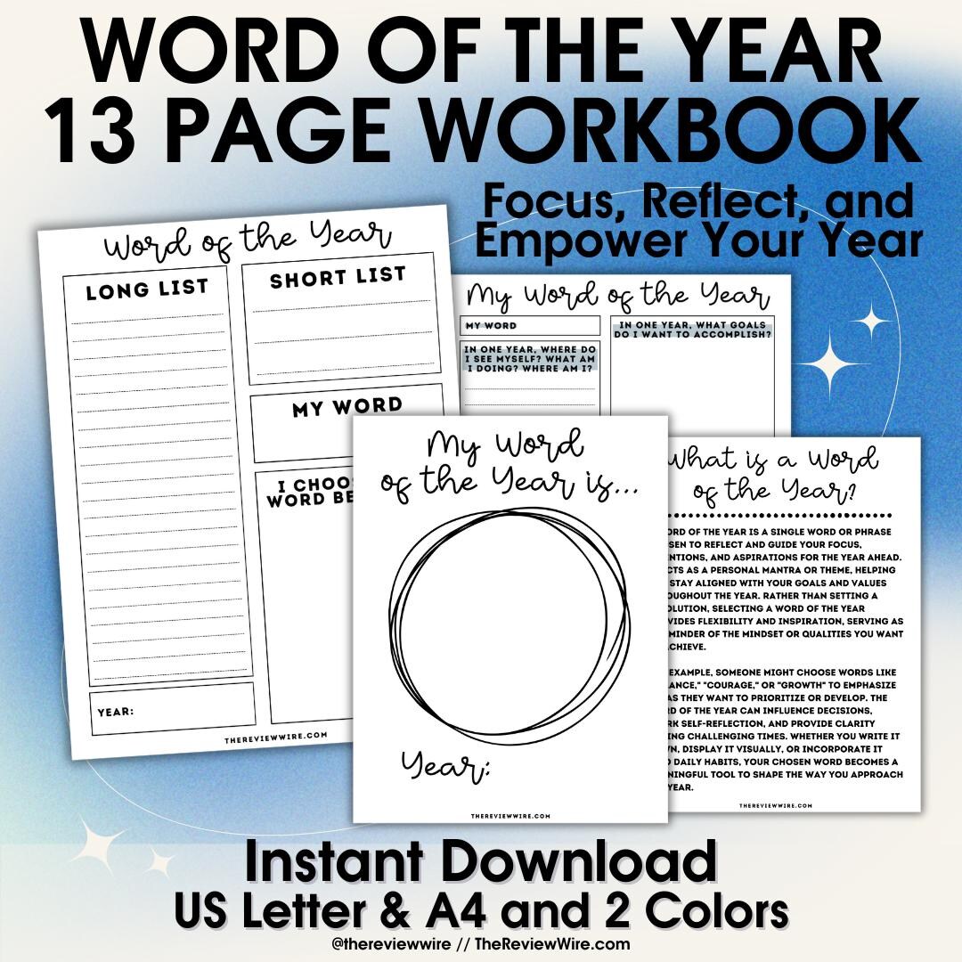 Word of the Year Workbook Instant Download, New Year Goals, Intention ...