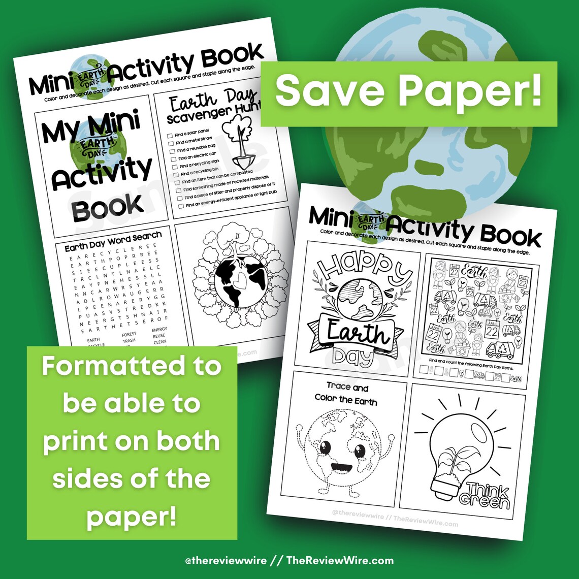 24 Page Earth Day Mini Activity Page Booklet, Instant Download Earth ...