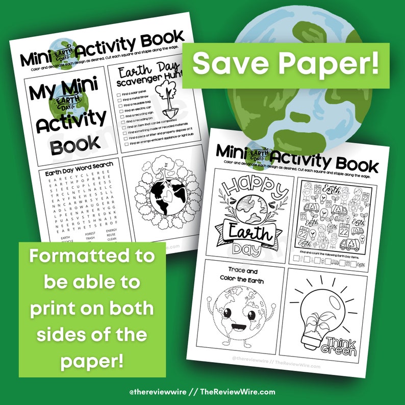 24 Page Earth Day Mini Activity Page Booklet, Instant Download Earth ...