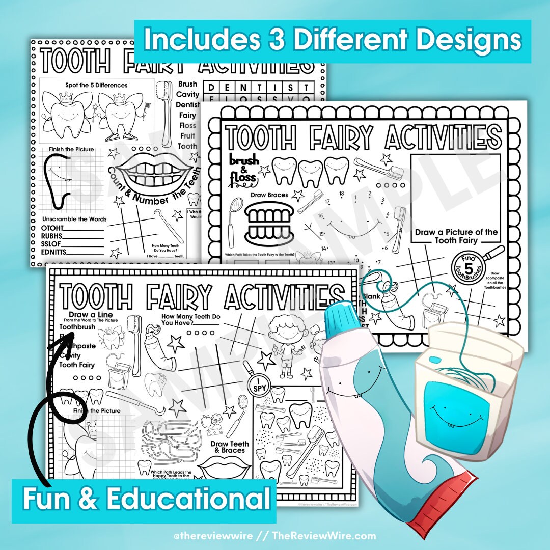 Tooth Fairy Activity Mats, Tooth Fairy Games, Learning Fun Activity ...