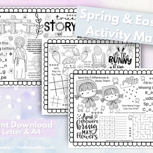 Printable Activity Mat Set: Set of 6, Easter Activity Mat, Religious ...