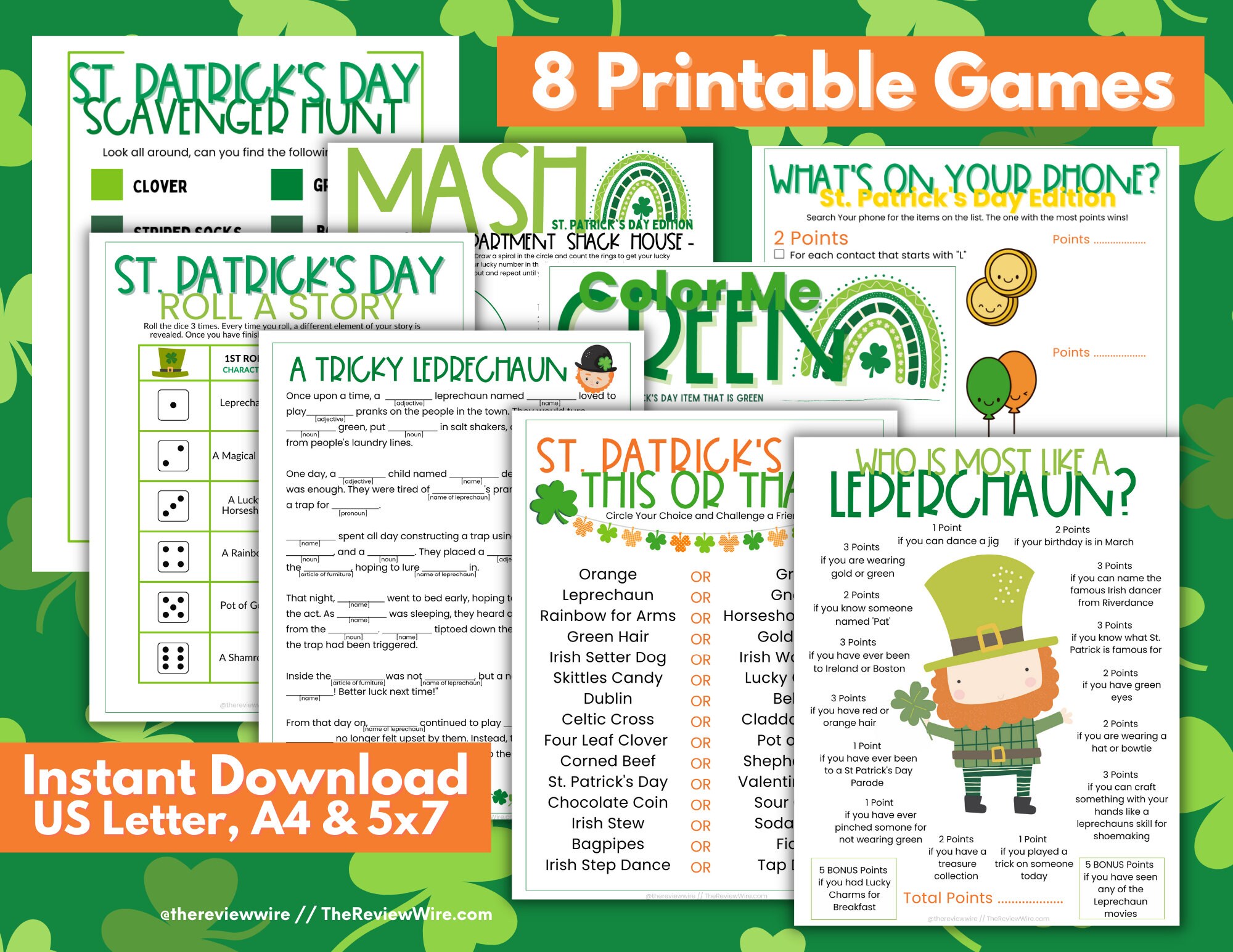 St Patrick's Day Printable Game Bundle St. Patrick's Day Instant ...