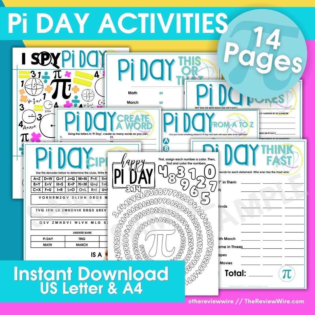 Pi Day Math Activities Bundle, March 14 Classroom Printables, Middle ...