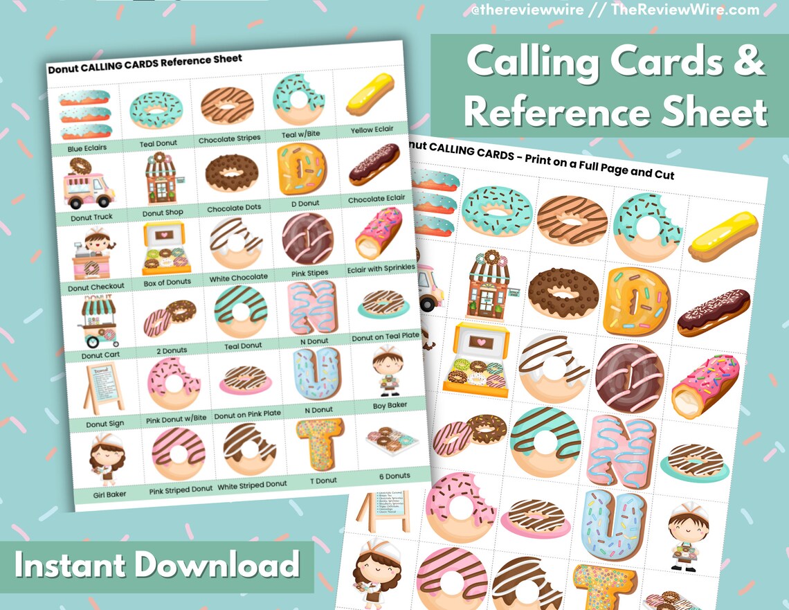 Donut Bingo Game Printable - Instant Download - Printable Game - Donut ...