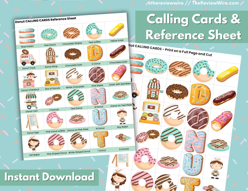 Donut Bingo Game Printable - Instant Download - Printable Game - Donut ...