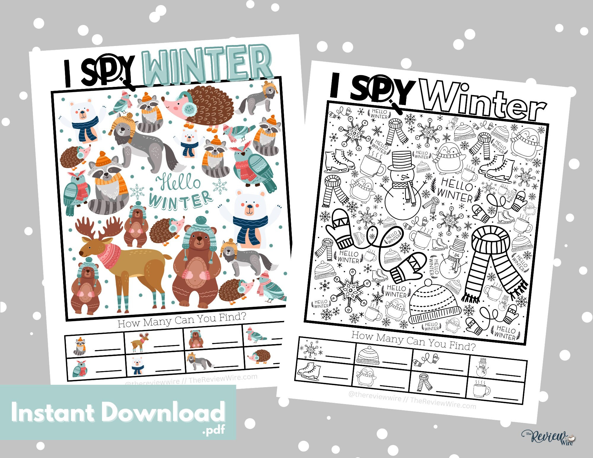 I Spy Winter Printable Bundle Coloring Page Seek and Find Count and ...
