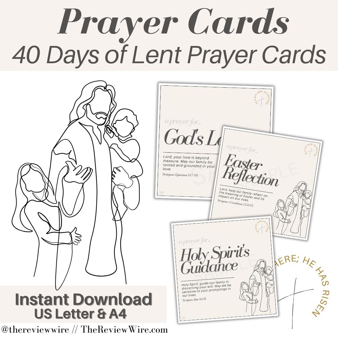 40 Days of Lent Prayer Cards, Printable Lenten Devotion Set, Daily ...