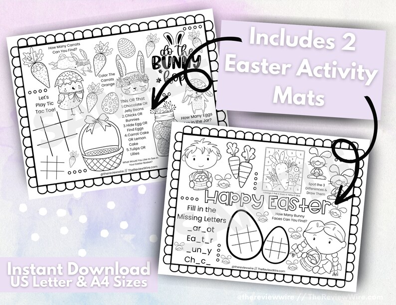 Printable Activity Mat Set: Set of 6, Easter Activity Mat, Religious ...