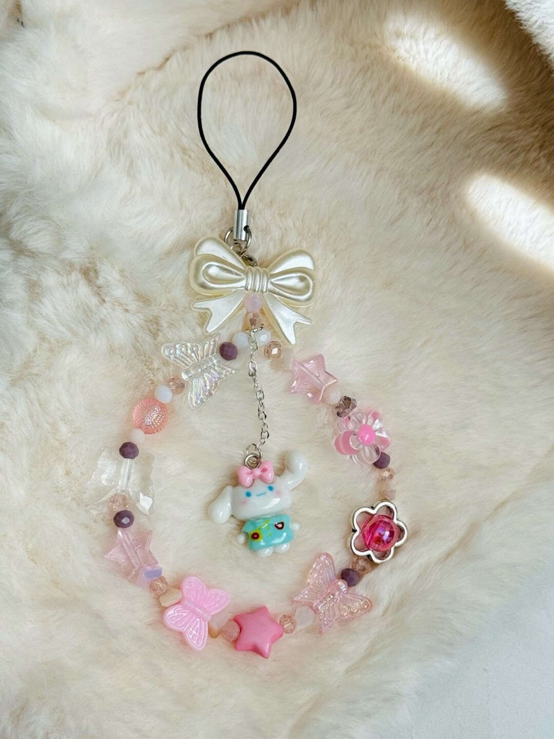 Cinnamonroll From Sanrio Keychain, Cute Beaded Coquette Keychain ...