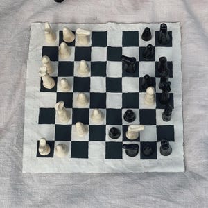 Ceramic Chess Set With Fabric Board - Etsy