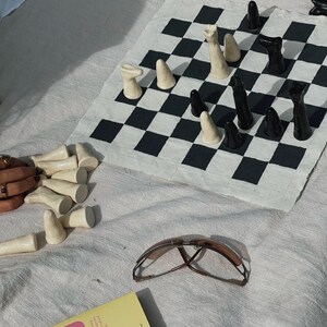 Ceramic Chess Set With Fabric Board - Etsy