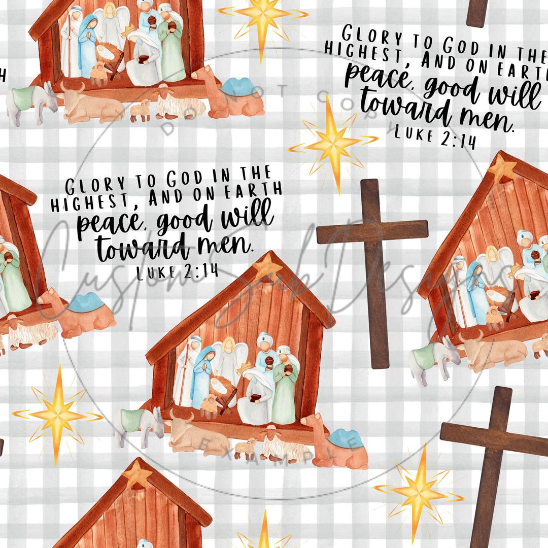 Christmas Nativity - Jesus in Manager - Cross - Bible Verse - Faith ...
