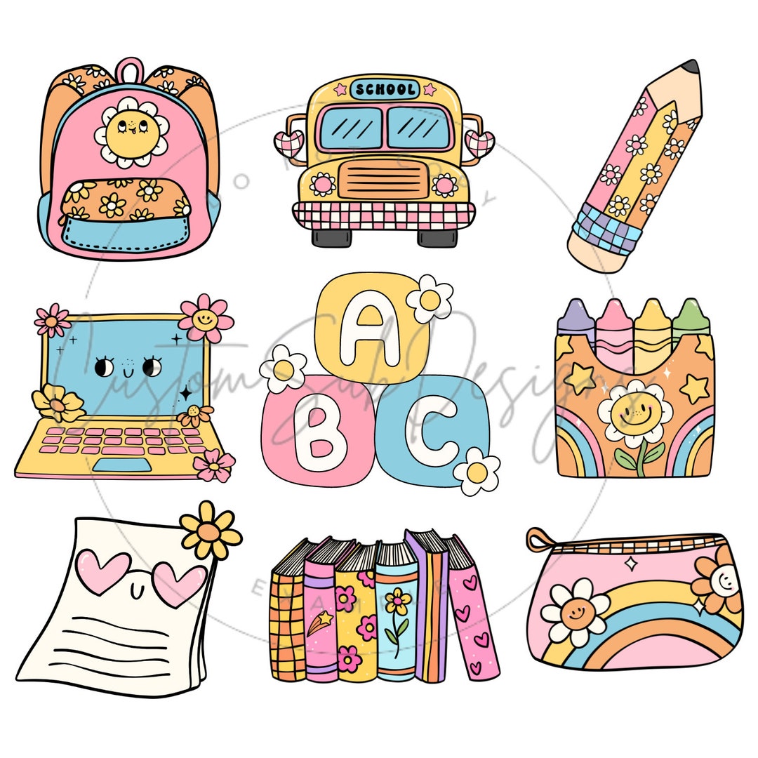 Abc Back to School Cute Pink Flowers School - Etsy