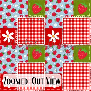 Patch Work - Fruit - Strawberry Blossom - Seamless File - Gingham - Etsy