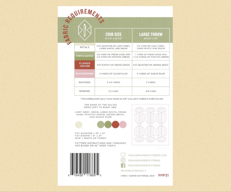 Pen & Paper Everbloom Quilt Pattern - Etsy