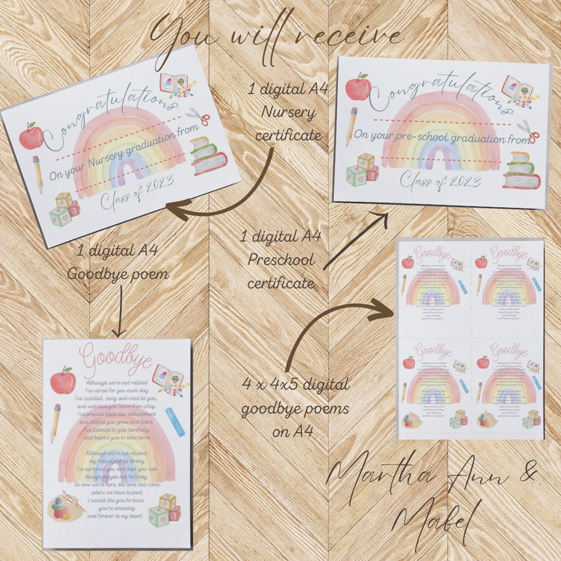 Early Years Digital Pupil Graduation Certificate and Goodbye Poem ...