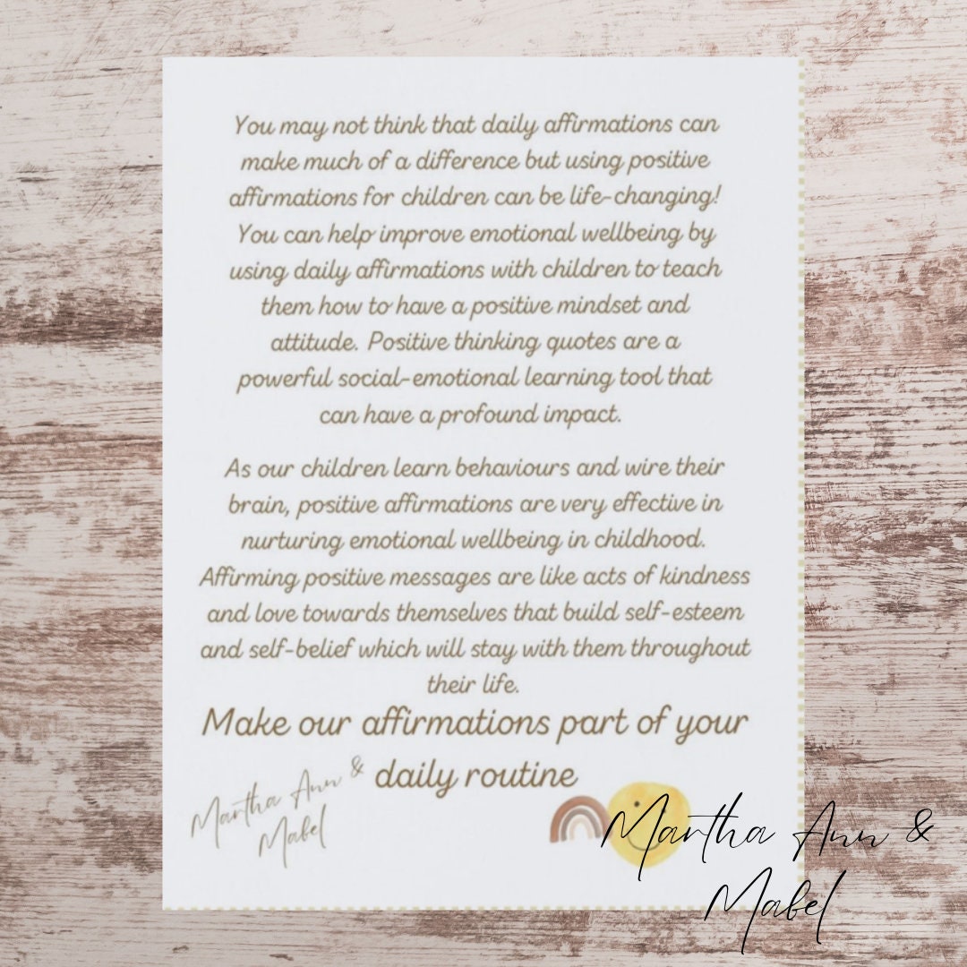 Positive Affirmation Cards for Kids, Mindful Meditation for Children ...