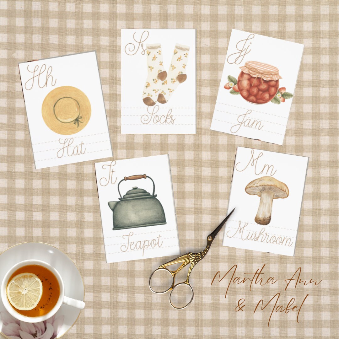 Cottagecore Alphabet Cards Display Digital Early Years Preschool - Etsy