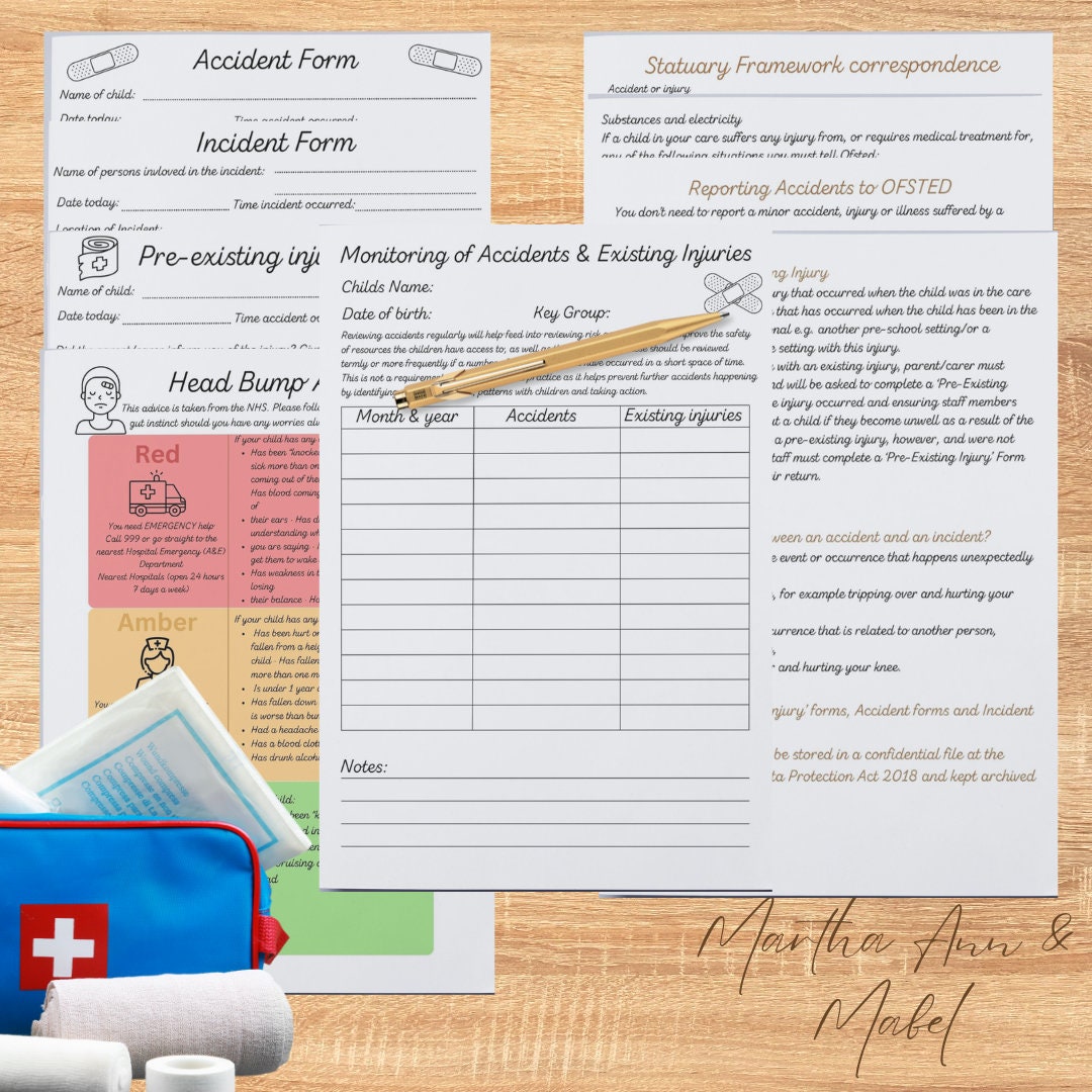 Early Years Accident and Injury Paperwork Forms Bundle OFSTED Health ...