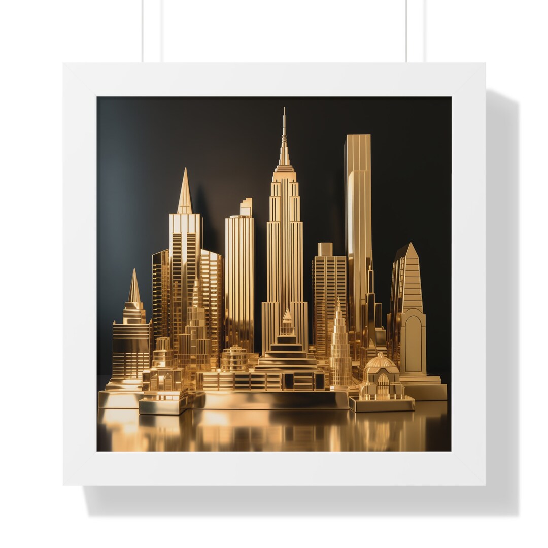 Solid Gold City Skyline 16"x16" - Etsy