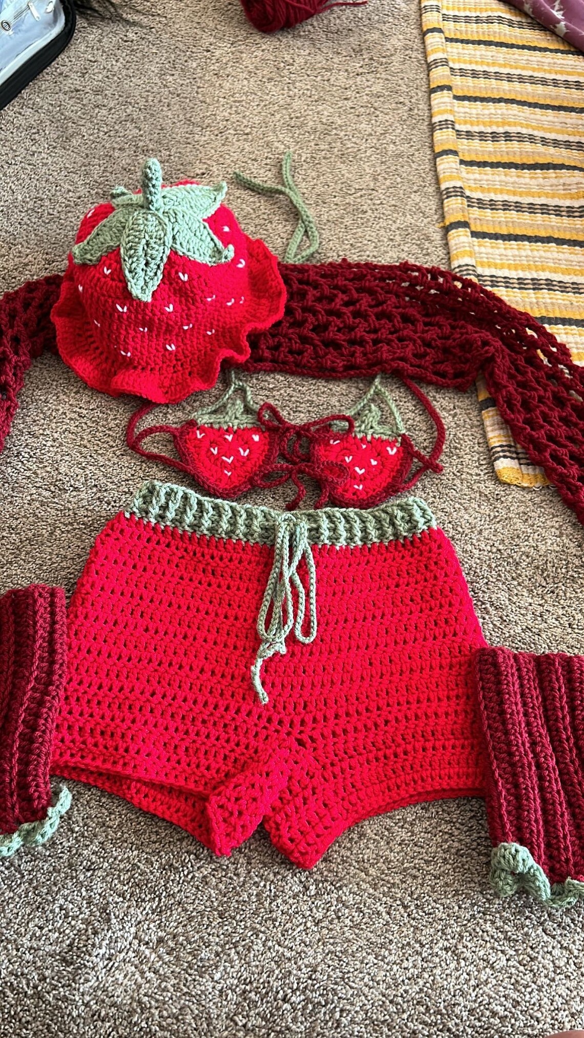 Handmade Crochet Strawberry Rave Set - Etsy