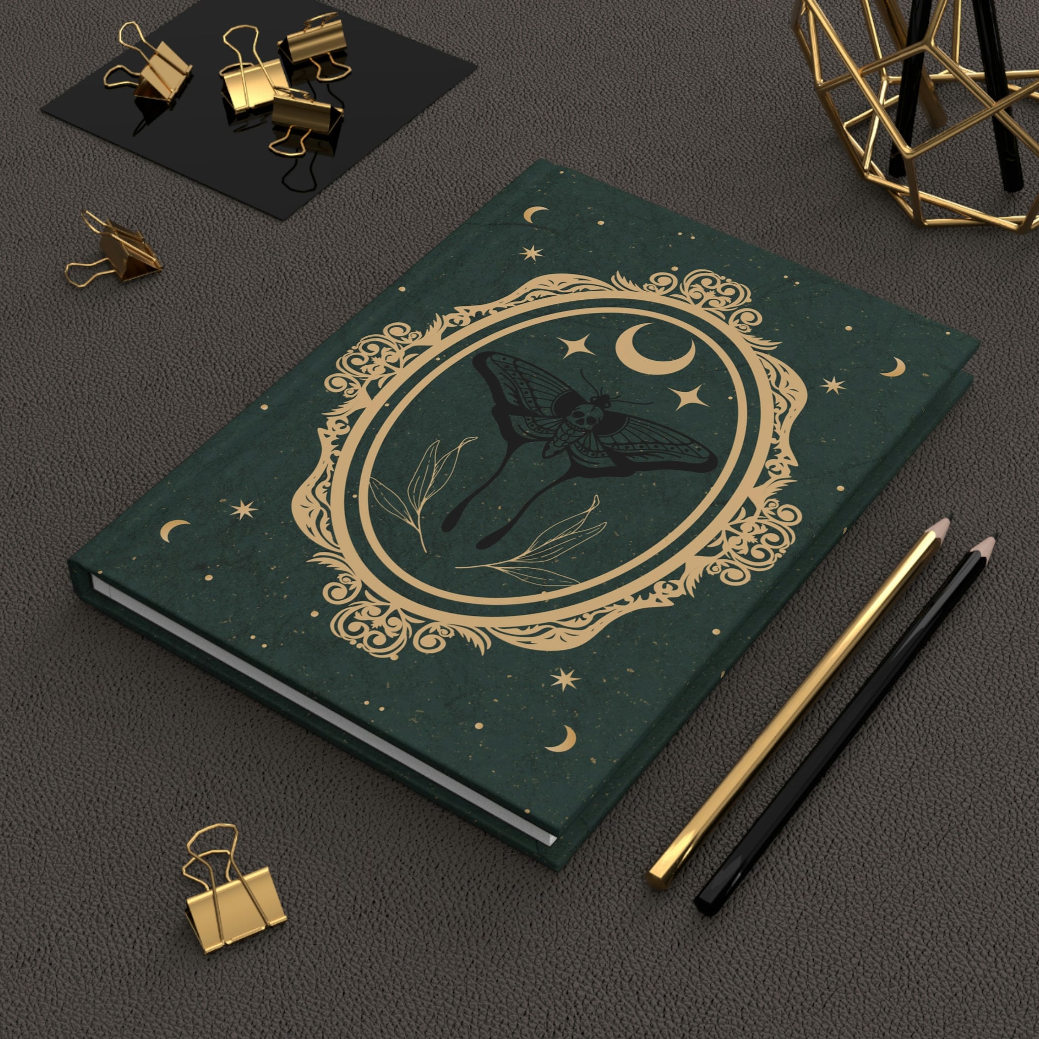 Celestial Moon Moth Journal | Dark Witch Notebook | Death Moth Vampire ...