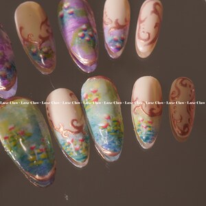Monet's Spring Meadows | Hand-painted Art | Reusable Stick on Nails ...