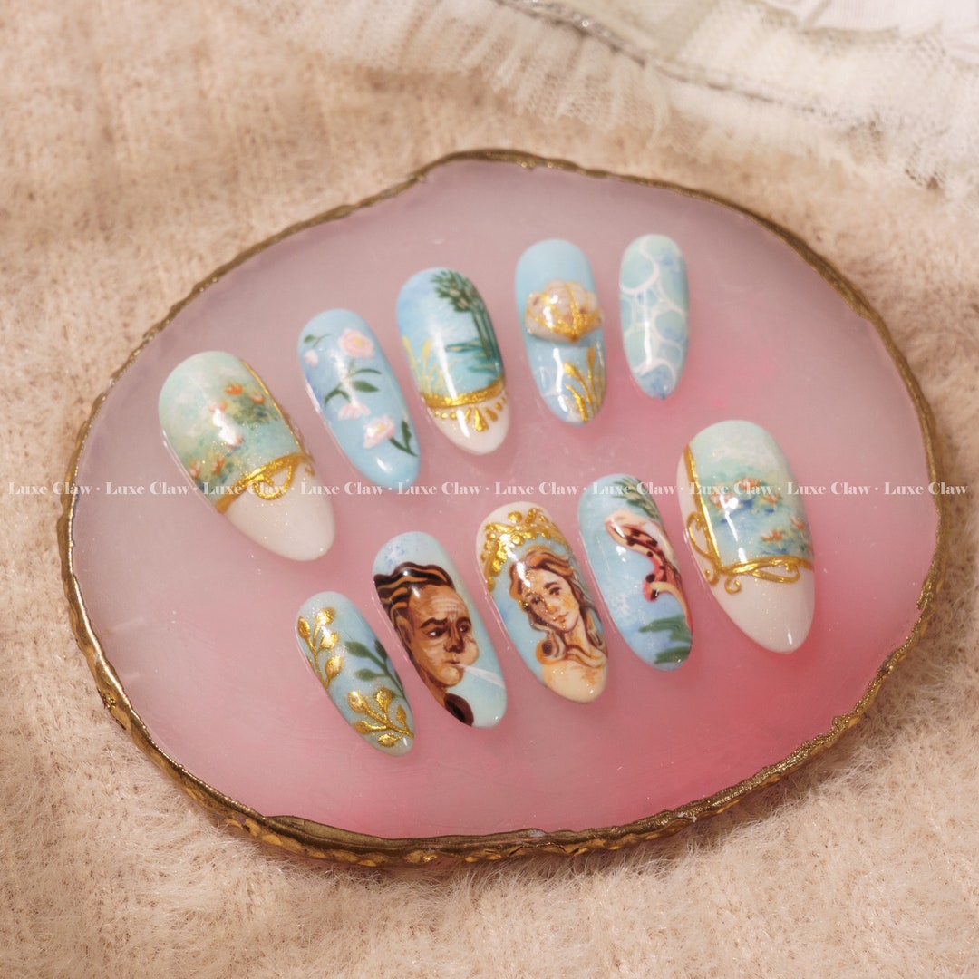 The Birth of Venus Hand-painted Art Reusable Stick on Nails Party ...