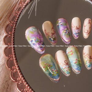 Monet's Spring Meadows | Hand-painted Art | Reusable Stick on Nails ...
