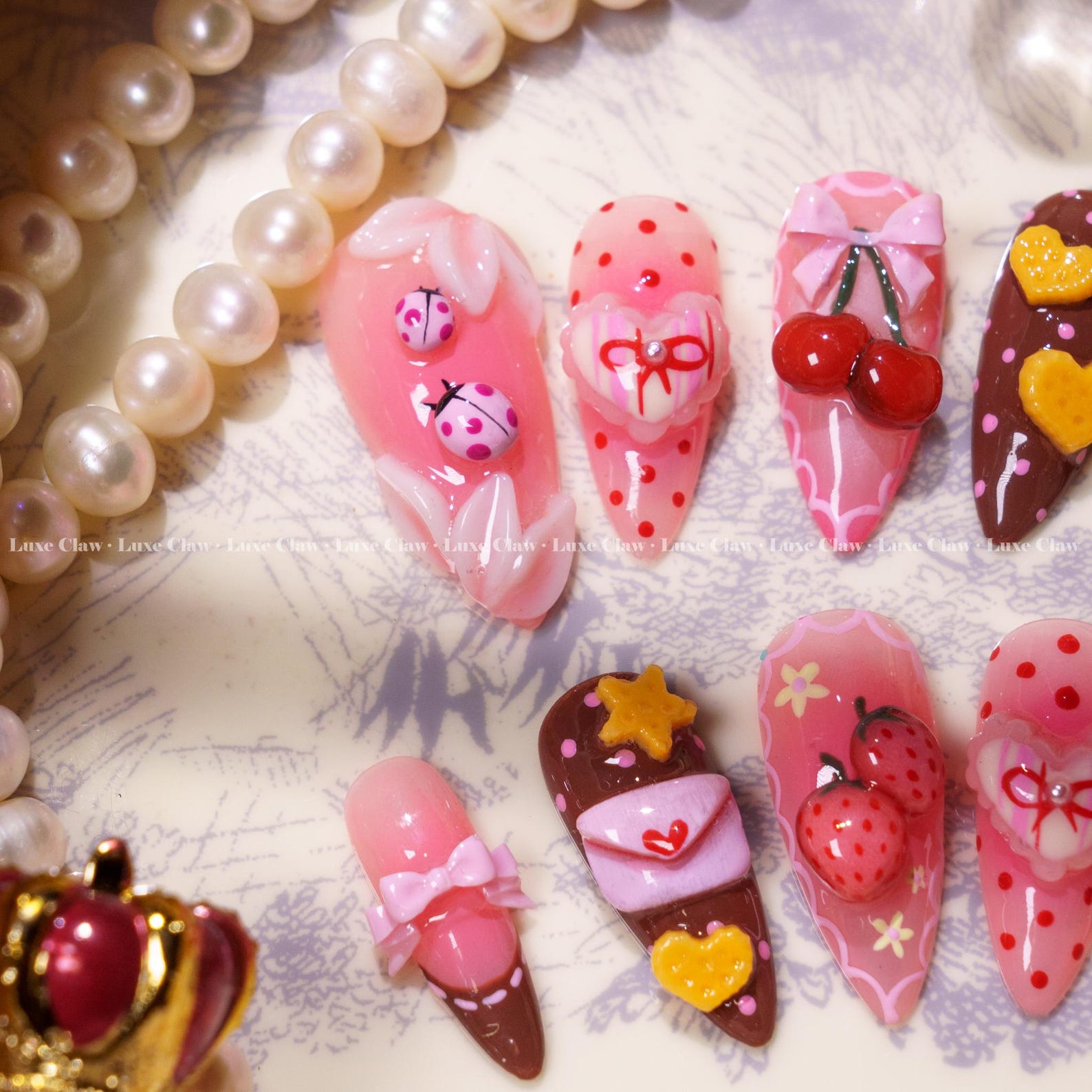 Sweetheart Treats | Hand-painted Art | Reusable Stick on Nails | Party ...