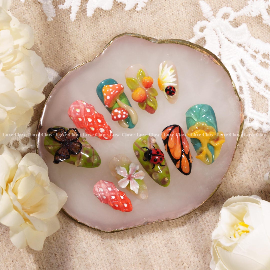 Mystic Woodland | Hand-painted Art | Reusable Stick on Nails | Party ...