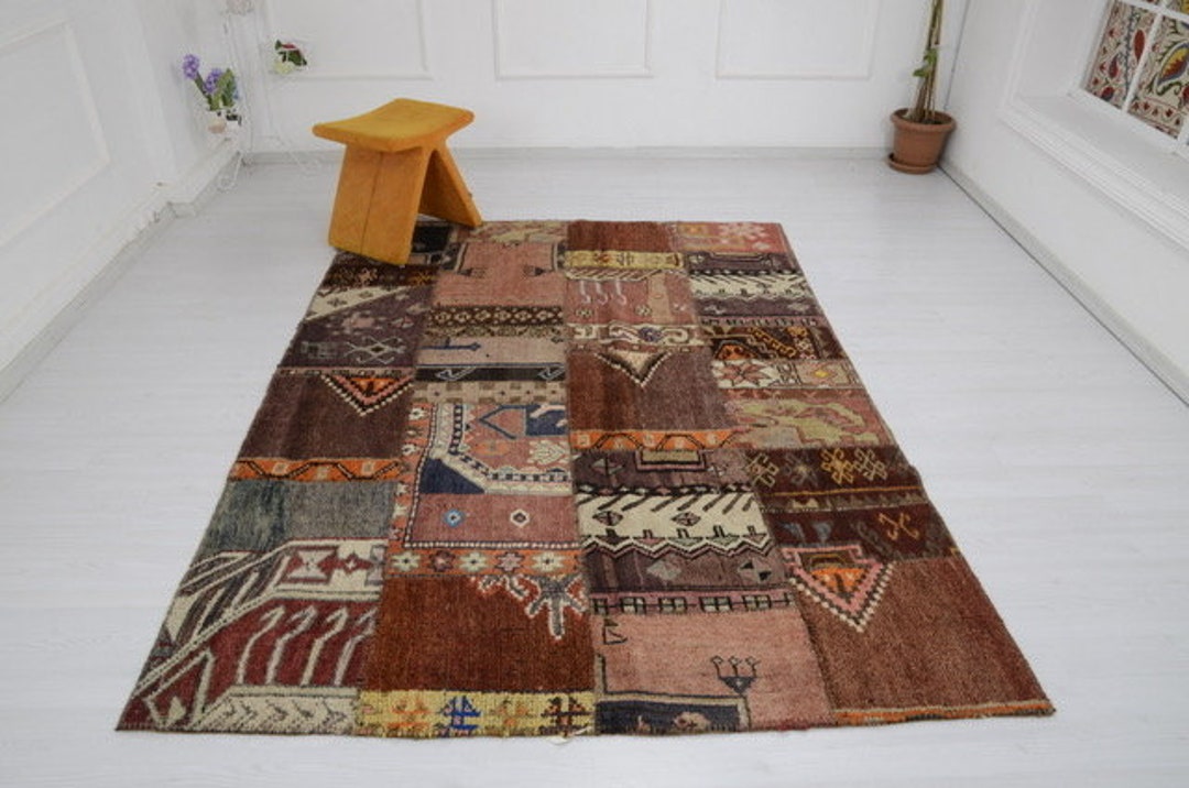 6x8 Ft Turkish Patchwork Rug, Handmade Original Patchwork, Exclusive ...