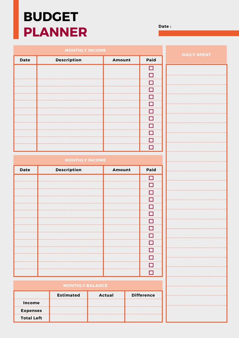 PRINTABLE FINANCE PLANNER | Financial Planner | Monthly Budget ...