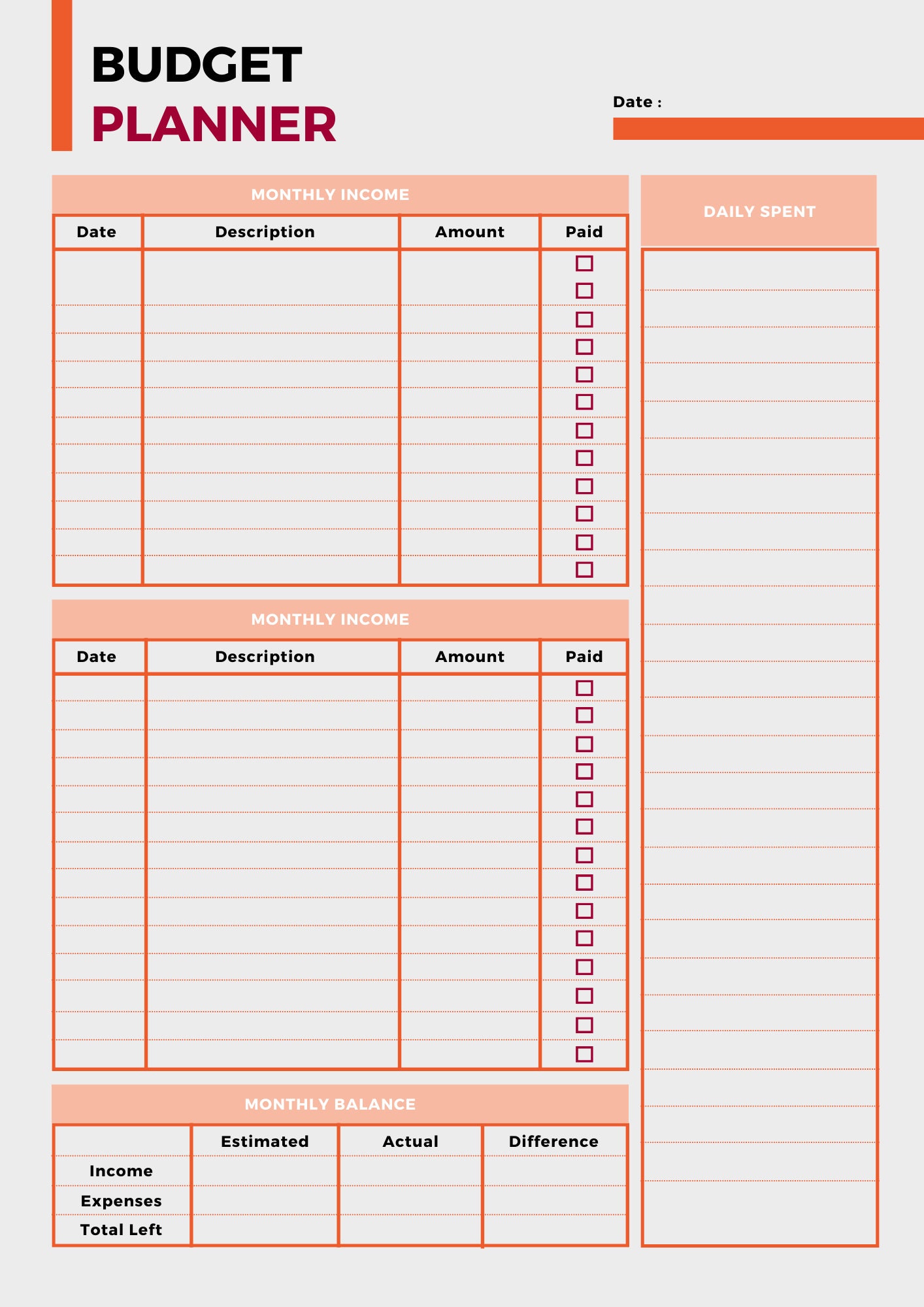 PRINTABLE FINANCE PLANNER | Financial Planner | Monthly Budget ...