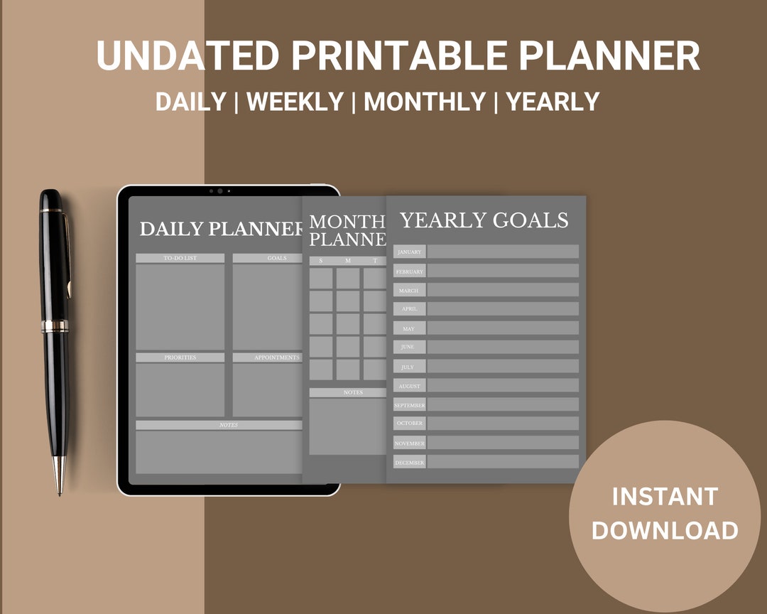 DAILY WEEKLY MONTHLY | Digital Planner | Horizontal Organizer | Daily ...