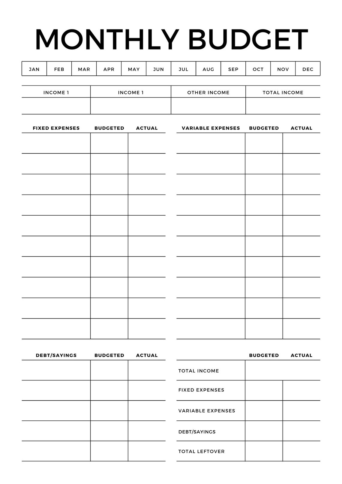 MINIMALIST BUDGET PLANNER | Monthly Budget | Budget Template ...