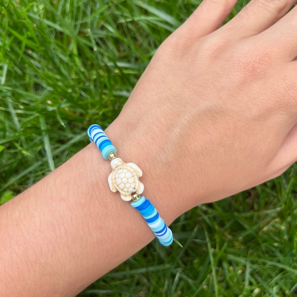 Sea Turtle Clay Bead Bracelet - Etsy
