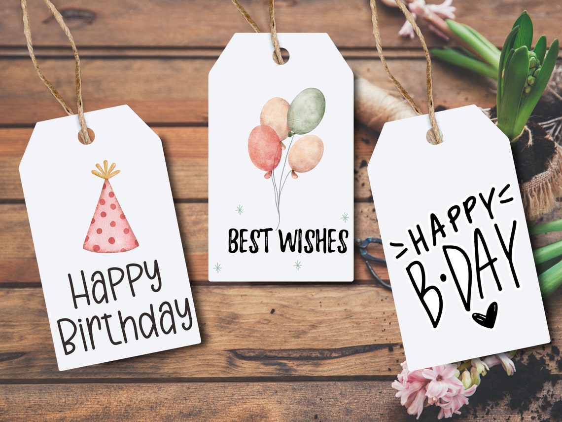 Happy Birthday Printable Gift Tags| Instant Download Simple Happy ...