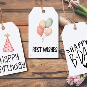 Happy Birthday Printable Gift Tags| Instant Download Simple Happy ...