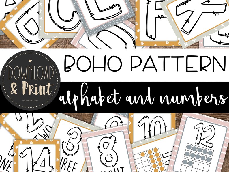 BOHO Alphabet & Numbers Posters Classroom Bundle, Boho Decor, Classroom ...