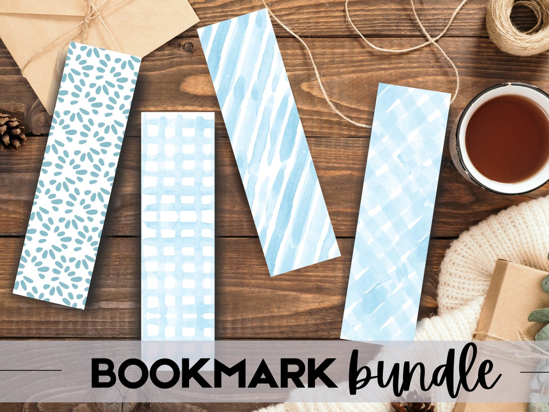 Light Blue Watercolor Bookmark Bundle Perfect for Marking the Page in ...
