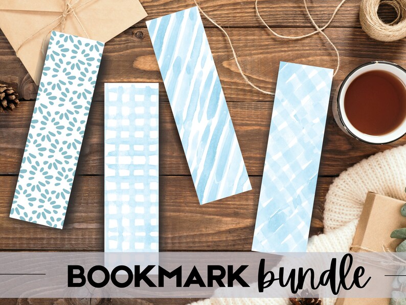 Light Blue Watercolor Bookmark Bundle Perfect for Marking the Page in ...